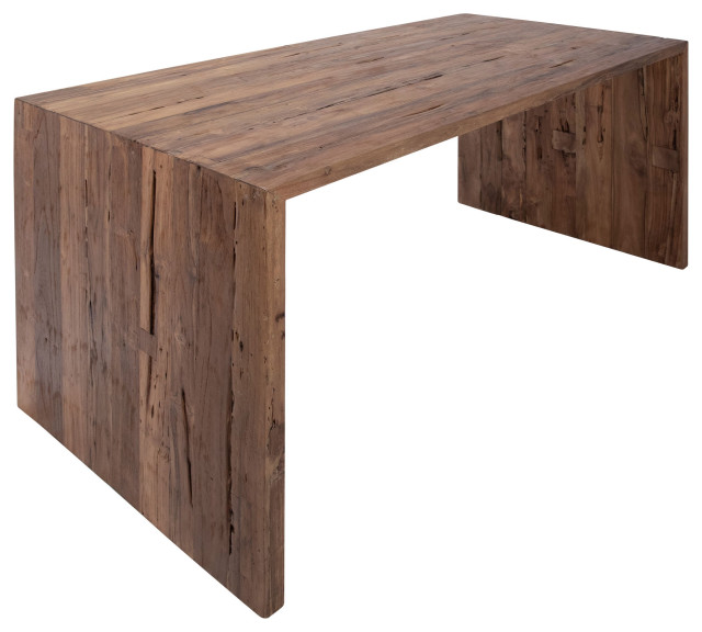 Camila 60" Rectangular Reclaimed Teak Waterfall Dining Counter Table ...