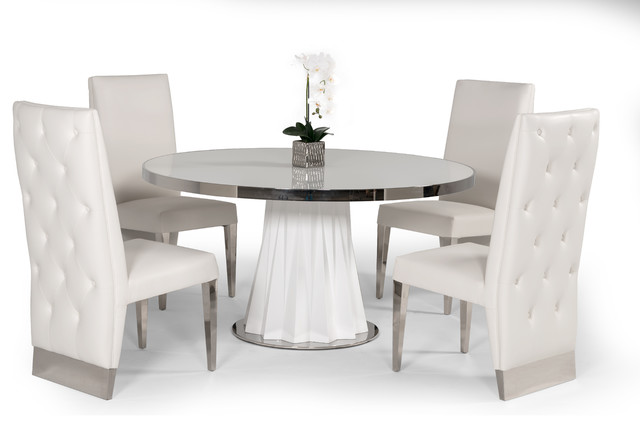 Cabaret Modern White Round Dining Table - Contemporary - Dining Tables ...
