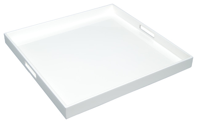 Lacquer Large Square Tray, White - Contemporary - Serving Trays - by ...