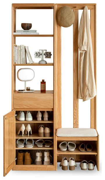 Oak Clothes Rack/Shoe Cabinets, Log Color, Partition & Entrance Cabinet ...