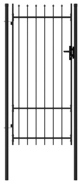 Vidaxl Fence Gate Single Door With Spike Top Steel 3.3'X6.6' Black ...