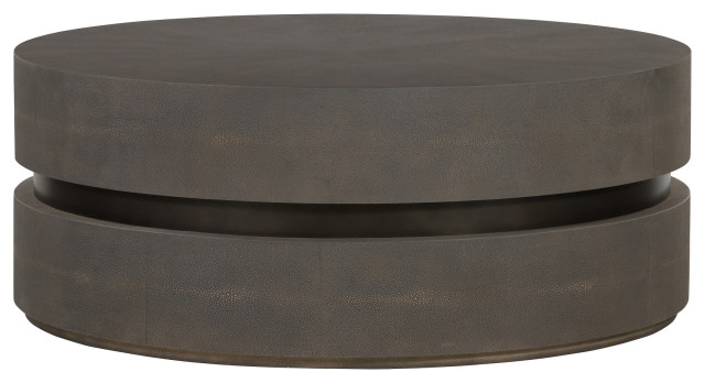 Cleveland Round Coffee Table- Faux Shagreen - Transitional - Coffee ...