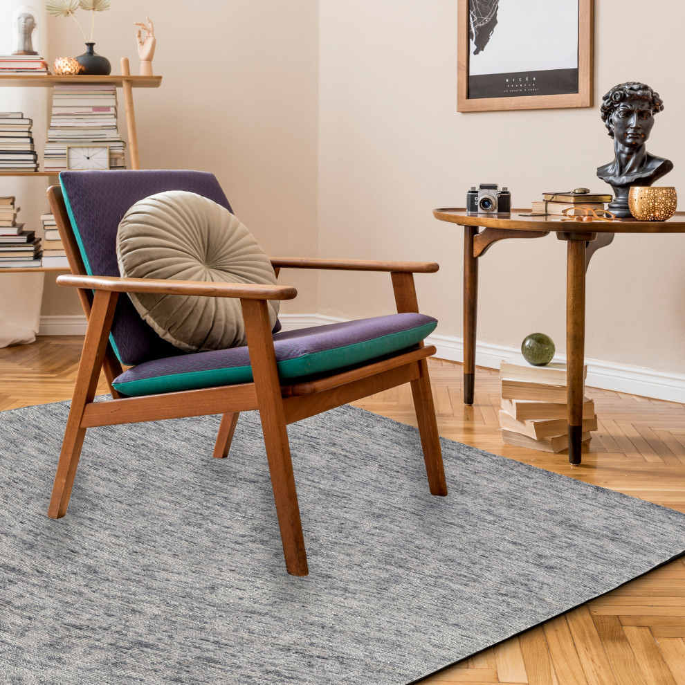 Hand-loomed Bluish Grey Rib Cut Wool Rug by Tufty Home, 4x6 ...