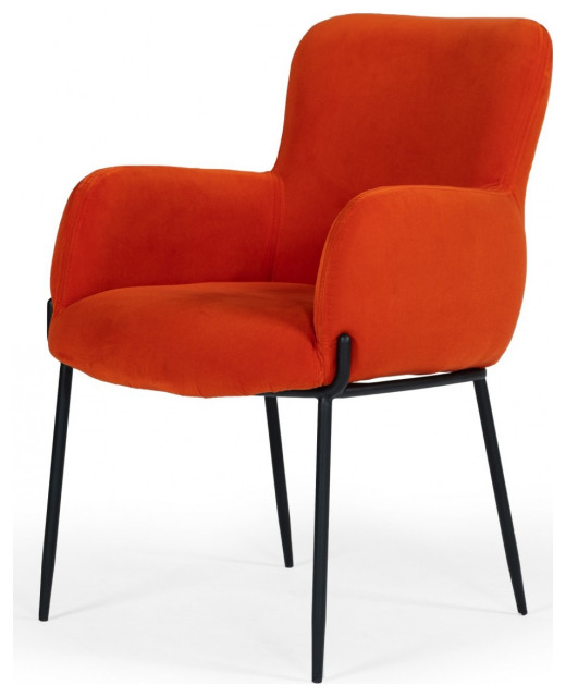 Orange Velvet Dining Chair Midcentury Dining Chairs By Homeroots