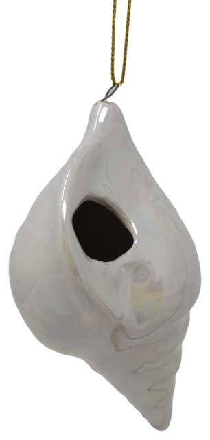 Elegant Sea Shell Iridescent White Ornament Pearl Conch Coastal Beach ...