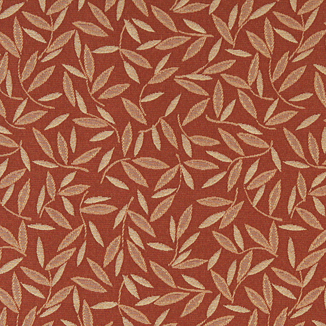Rust Red Floral Leaf Contract Grade Upholstery Fabric By The Yard, By ...
