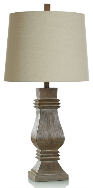 Roanoke Brown Table Lamp Polyresin With Faux Wood Brushed Finish Beige ...