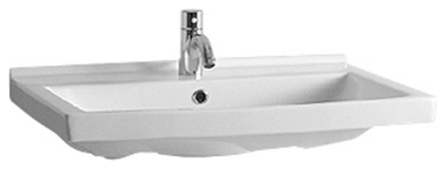 Rectangular Wall Mount Bath Basin W/ Single Hole Faucet Drilling ...