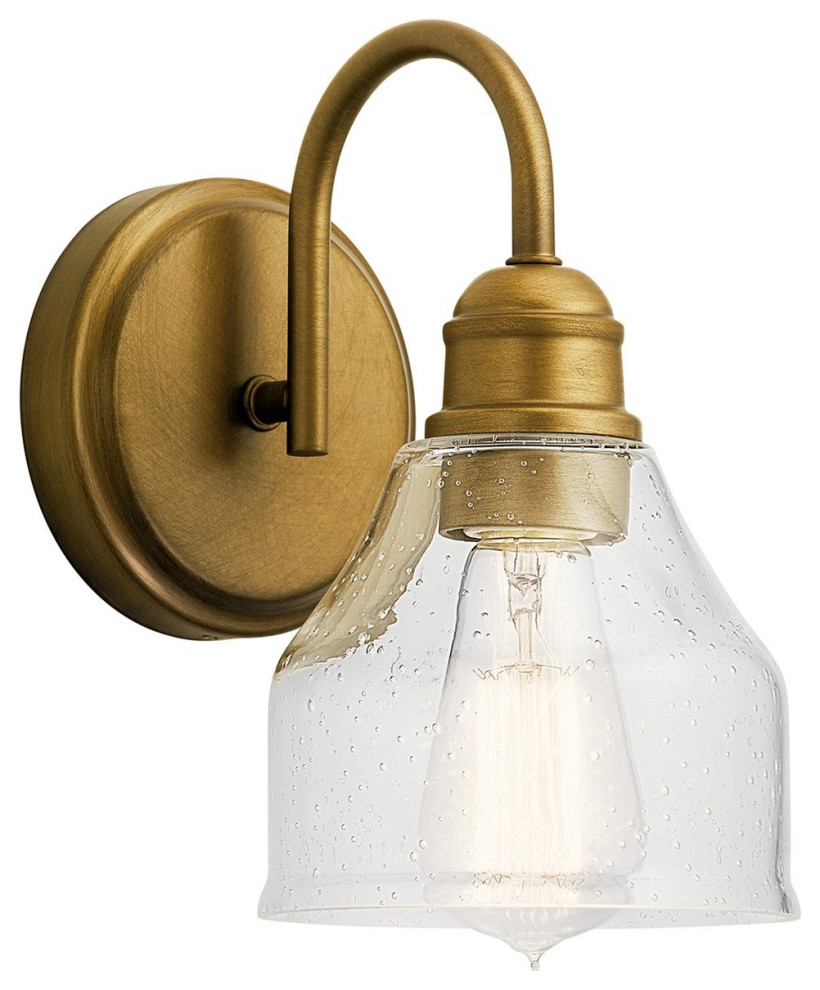 Kichler Avery 1-LT Wall Sconce 45971NBR - Natural Brass - Transitional ...
