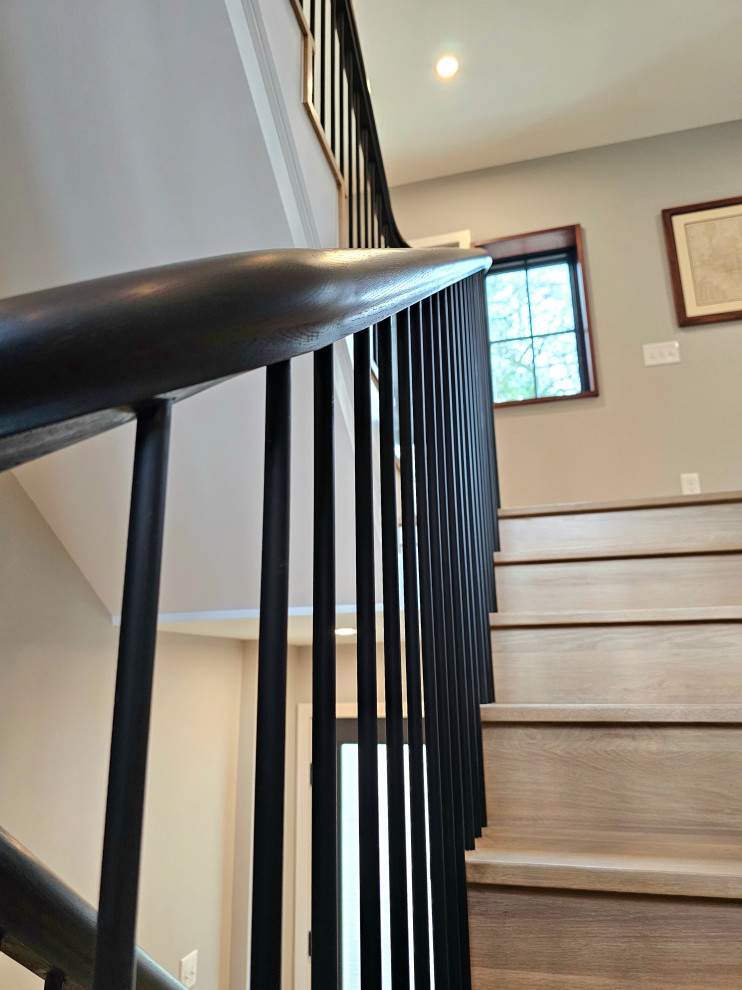 115_Stunning Continuous Rail System on 3 Story Floating Stairs ...