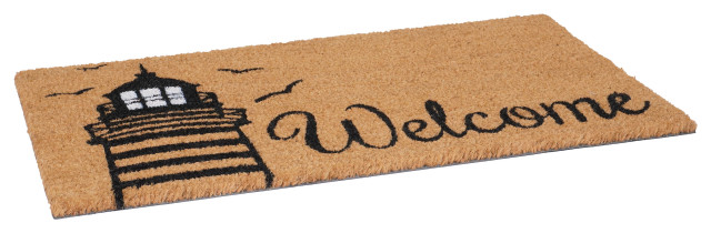 Lighthouse Welcome Doormat, 24"x36" - Beach Style - Doormats - by ...