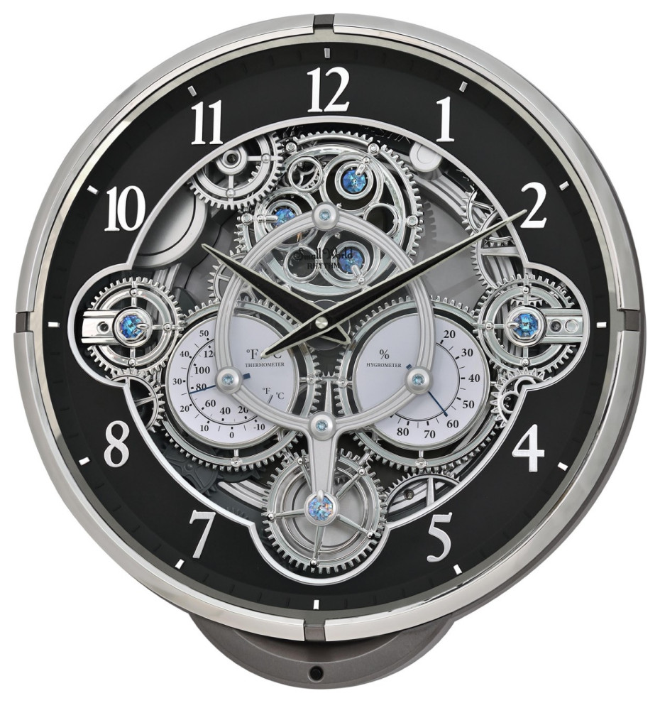 Chronograph Black & Silver Magic Motion Wall Clock by Rhythm Clocks ...