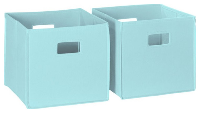 RiverRidge 2-Piece Traditional Fabric Folding Storage Bin Set in Aqua ...