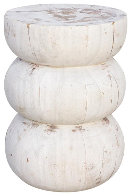 Small Bleached Wood Beehive Table - Farmhouse - Side Tables And End ...