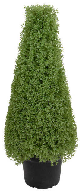 3' Artificial Boxwood Cone Topiary Tree With Round Pot Unlit - Modern ...