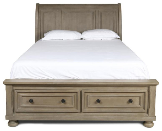 Furniture Allegra Solid Wood Engineered Wood King Bed in Pewter ...