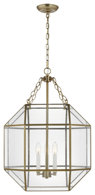 Morrison 3-Light Lantern, Satin Brass - Transitional - Pendant Lighting ...