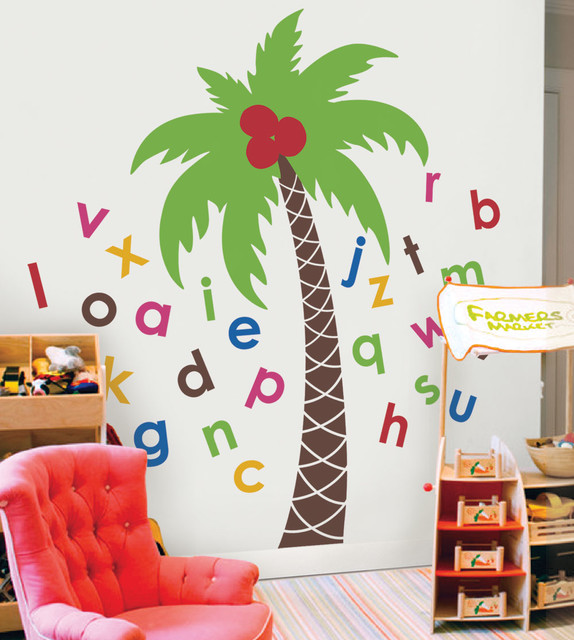 Alphabet Palm Tree Wall Decals, 28-Piece Set - Transitional - Kids Wall ...