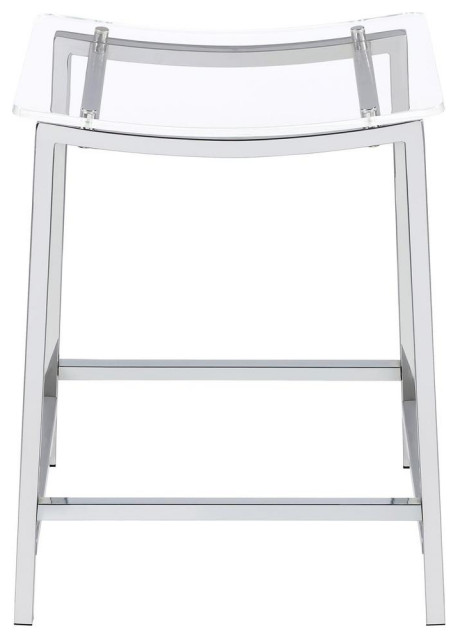Jovani Acrylic Backless Counter Height Bar Stools Clear and Chrome (Set ...