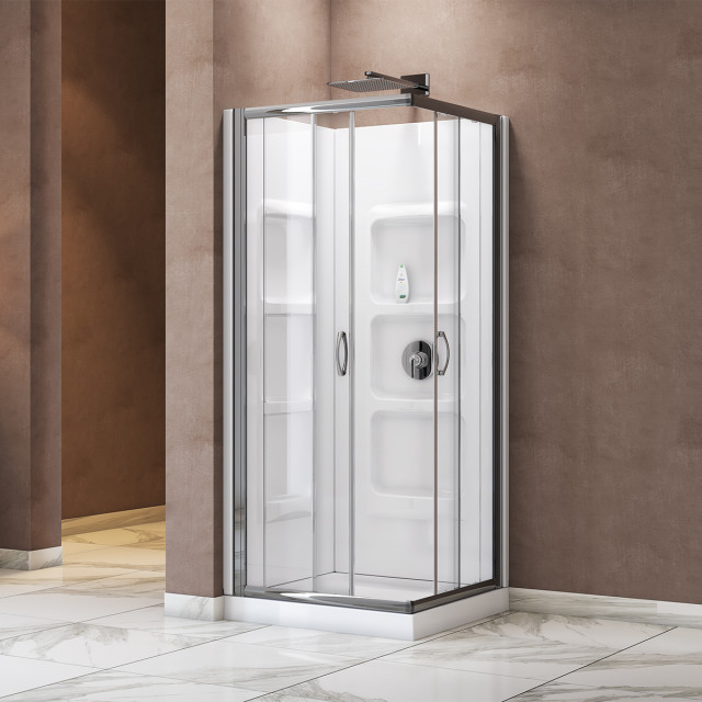 Danny Chrome Shower Kit, Square - Modern - Shower Stalls And Kits - by ...