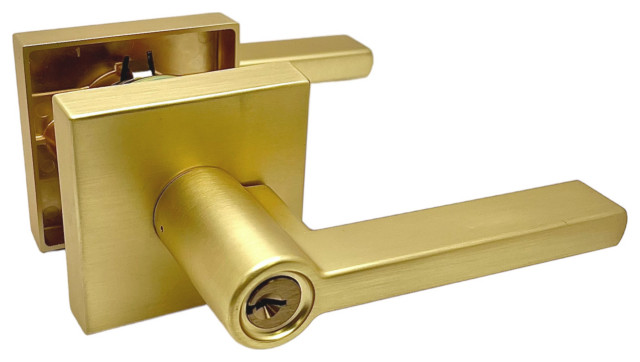 Satin Brass Finish Modern Square Entrance Lever- Style: 91672SBY ...