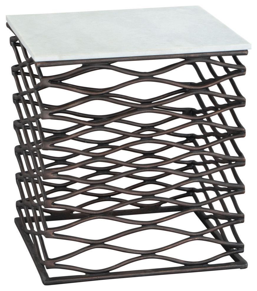 Baron Side Table White and Antique Bronze - Transitional - Side Tables ...