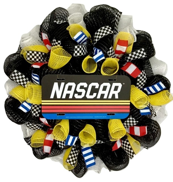 NASCAR Racing Sports Wreath Handmade Deco Mesh - Contemporary - Wreaths ...