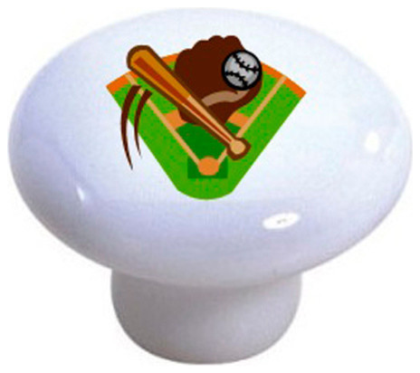 Baseball and Bat Ceramic Knob - Contemporary - Cabinet And Drawer Knobs ...