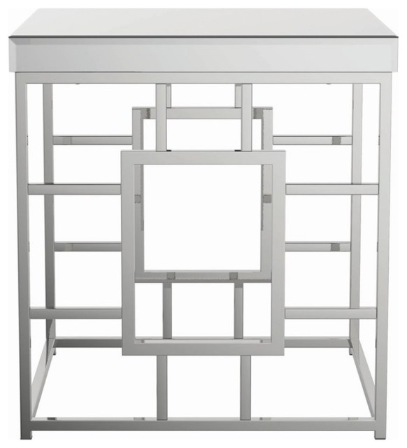 Home Square Geometric Frame Square End Table in Chrome - Set of 2 ...