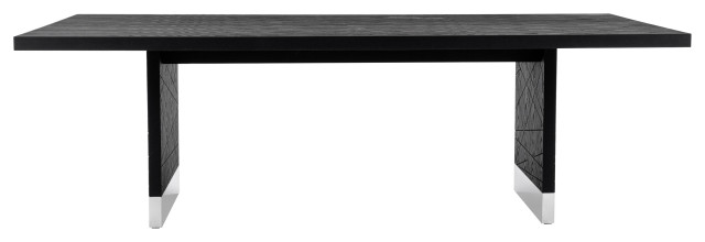 Modrest Kenda Modern Black Ash + Stainless Steel Dining Table ...