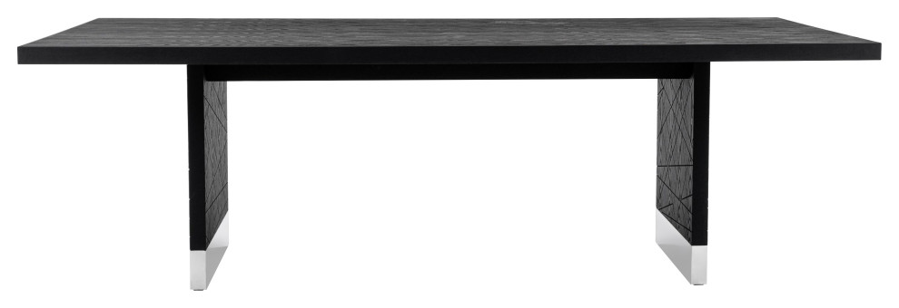 Modrest Kenda Modern Black Ash + Stainless Steel Dining Table ...
