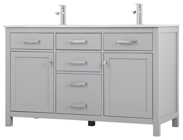 54" Double Bathroom Vanity, 54 - Transitional - Bathroom Vanities And ...