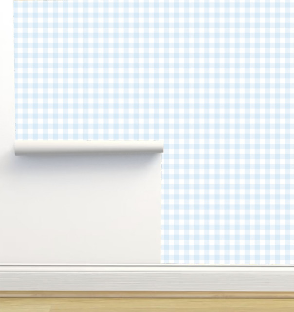 Gingham Baby Blue Wallpaper by Erin Kendal, Sample 12"x8" - Farmhouse ...