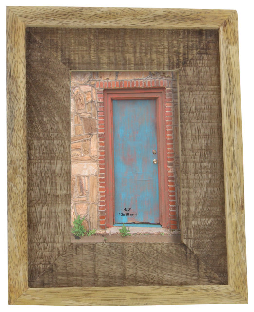 Rustic 8"x7" Rectangular Wooden Photo Frame - Farmhouse - Picture ...