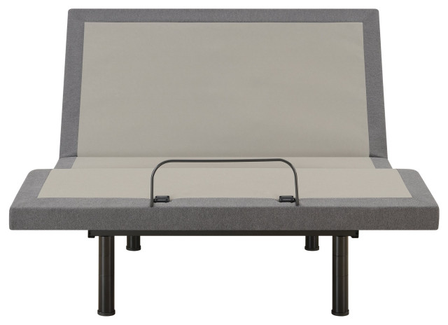 Modern Adjustable Bed, Gray Fabric Upholstery and Dual Massage Function ...