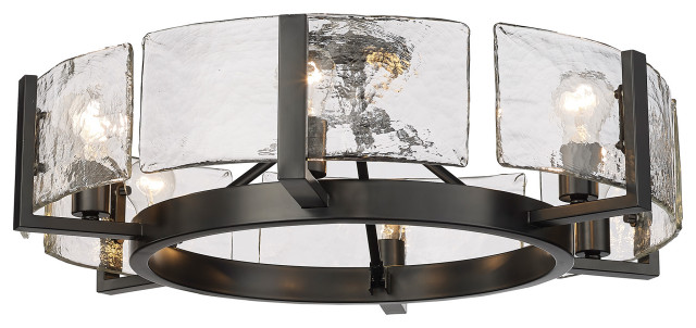 Aenon 6-Light Semi-flush, Matte Black With Hammered Water Glass ...