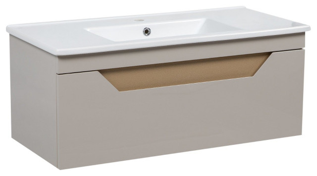 Modern Wall-Mounted Bathroom Vanity | Troy Mocha Gloss 26"-Omega R 40 ...