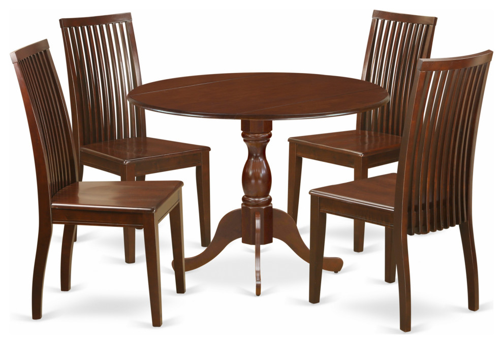 3 Pc Dropleaf Dining Set, Mahogany Wood Table, 2 Mahogany Table Chairs ...
