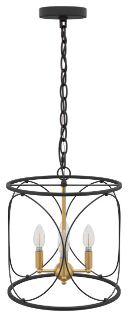 Farmhouse Metal Cylinder Frame 3-Light Pendant Lighting Fixture ...