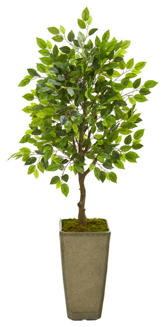 Nearly Natural 40 Mini Ficus Artificial Tree in Floral Planter ...