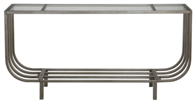 Uttermost Arlice Bright Silver Console Table - Transitional - Console ...