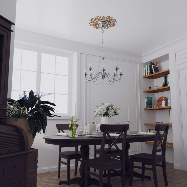 6 3/8"ID Augustus Fretwork Ceiling Medallion, Red Oak, 18"OD, 1/4"T, 32 ...