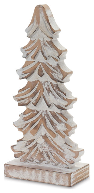Wood Carved Pine Tree, 3-Piece Set - Rustic - Holiday Accents And ...