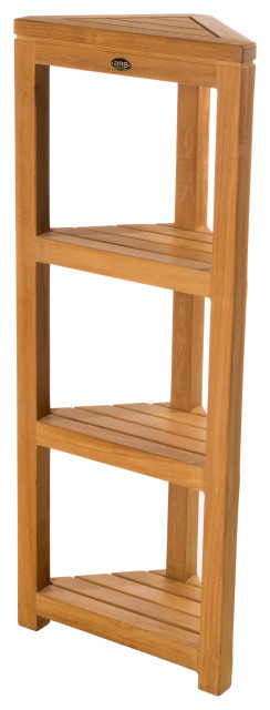 Teak Bath Shelf Corner 45" (115 cm) - Craftsman - Bathroom Shelves - by ...