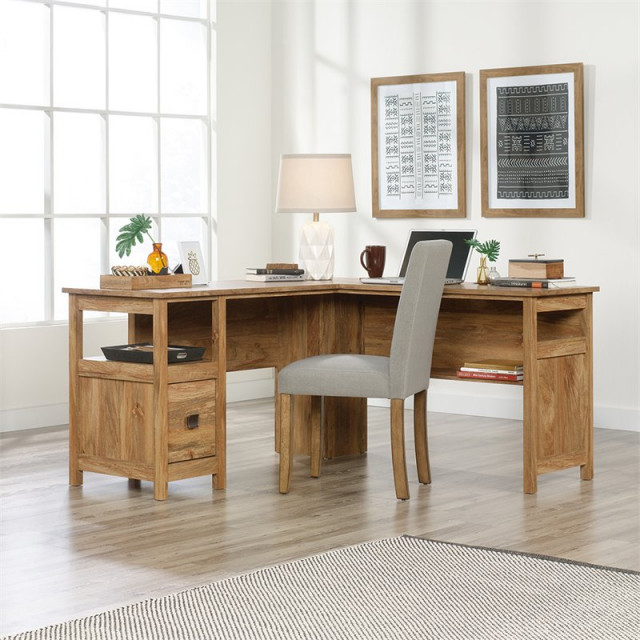 Sauder Cannery Bridge Engineered Wood L Shaped Desk in Sindoori Mango ...