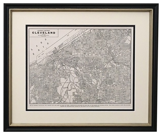 Vintage Cleveland Map, Framed Original Cleveland City Map -Authentic ...
