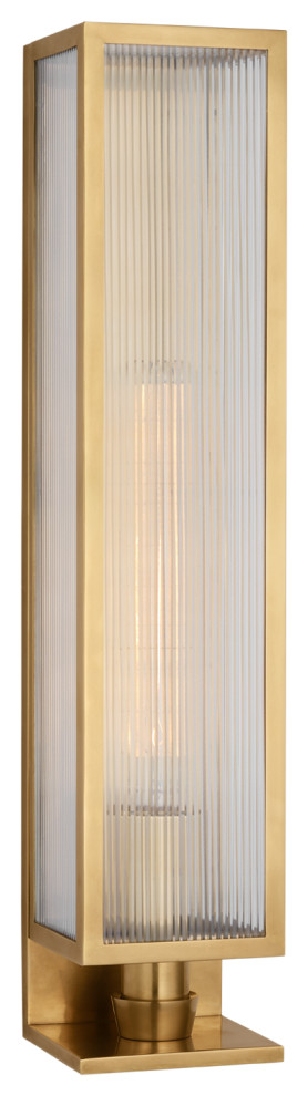 York 24" Single Box Sconce in Bronze with Clear Ribbed Glass ...