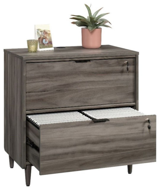 Home Square 3-Piece Set with L-Shaped Desk Lateral File Cabinet & Hutch ...