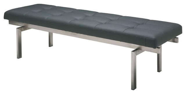 Louve Long Brushed Stainless Steel Frame Bench - Contemporary ...