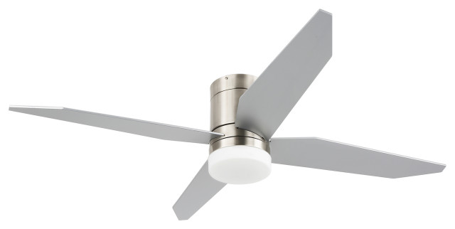 52" 4-Blade Flush Mount LED Ceiling Fan with Remote and Light ...